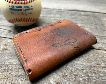 Leather Four Pocket Baseball Bifold Wallet Repurposed From a Nokona ...