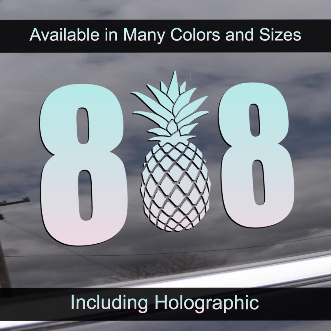 808 Hawaii Vinyl Decal Hawaiian Island Sticker Pineapple Decal Area Code Sticker for Car Decal ...