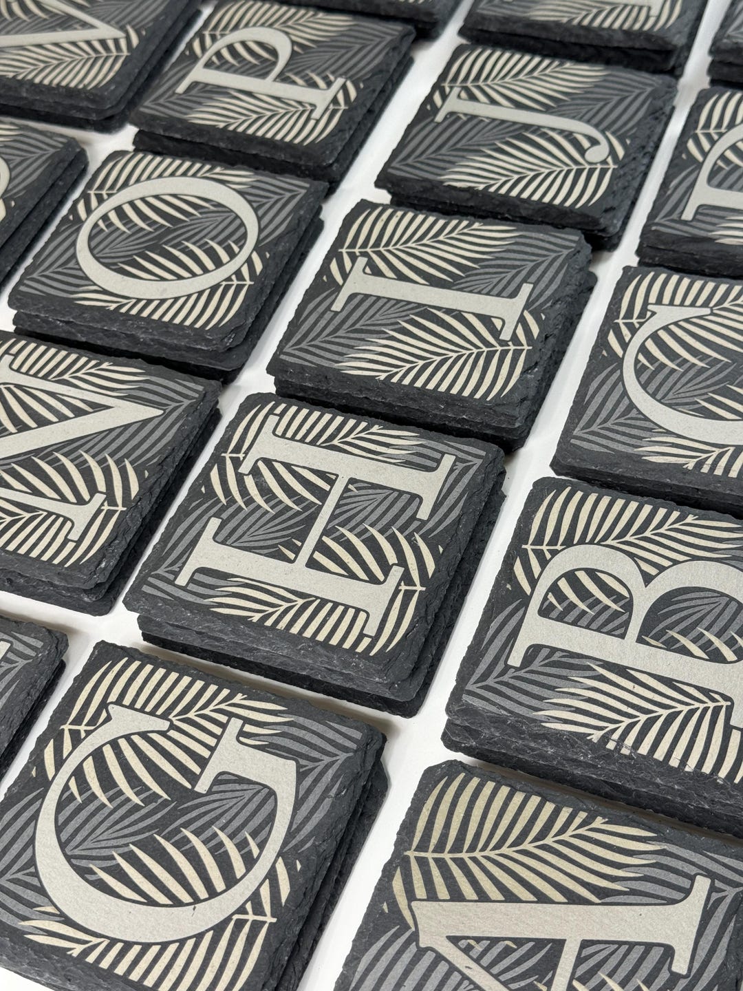 Palm Leaf Monogram Coasters Personalized Drink Coaster Perfect Gift for ...