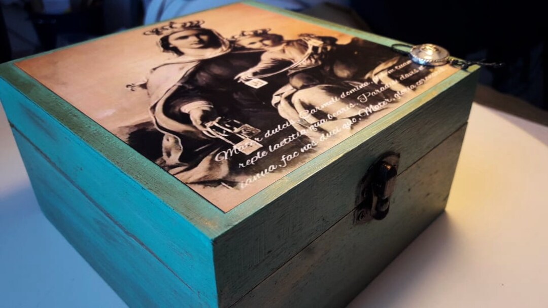 Virgen Del Carmen Decorated Box Virgin of Carmen Box. Religious Crafts ...