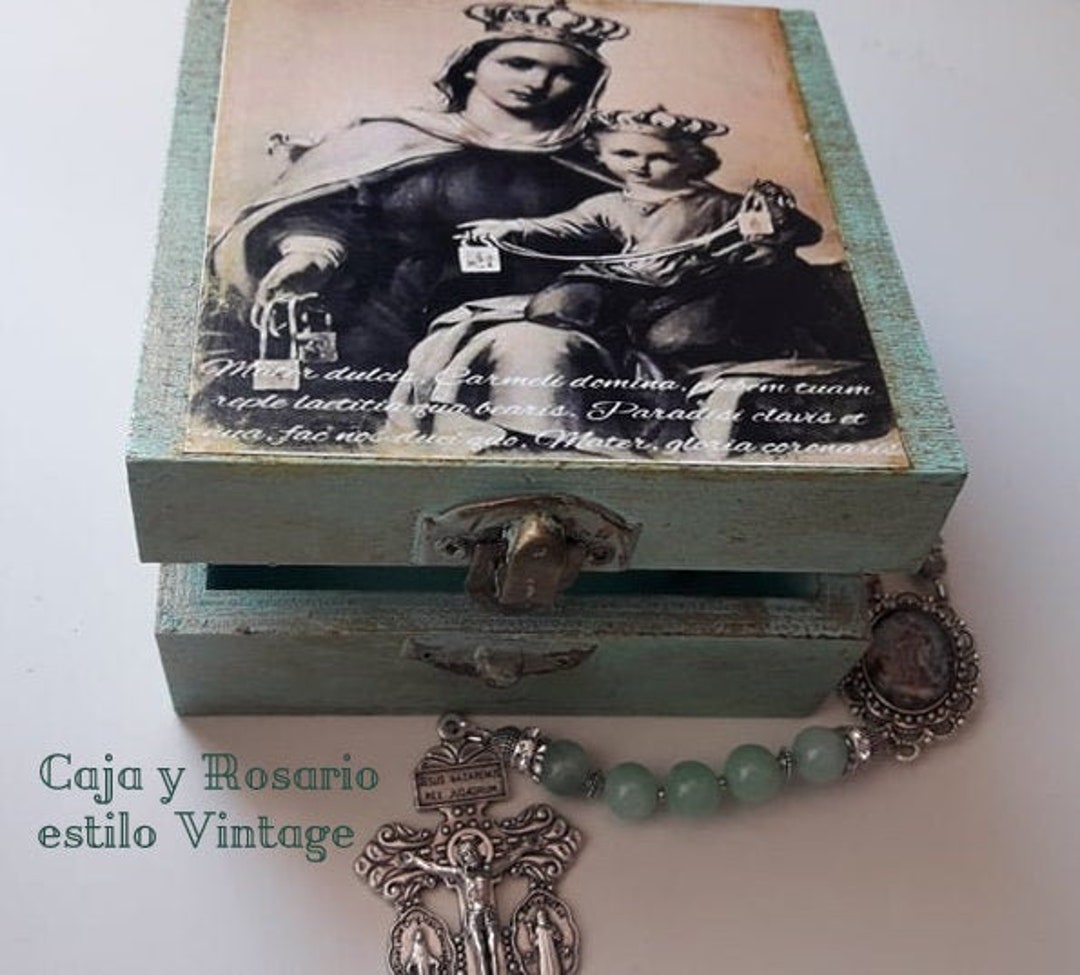 Rosary With Virgin of Carmen Box and Crucifix of Forgiveness Virgin of ...
