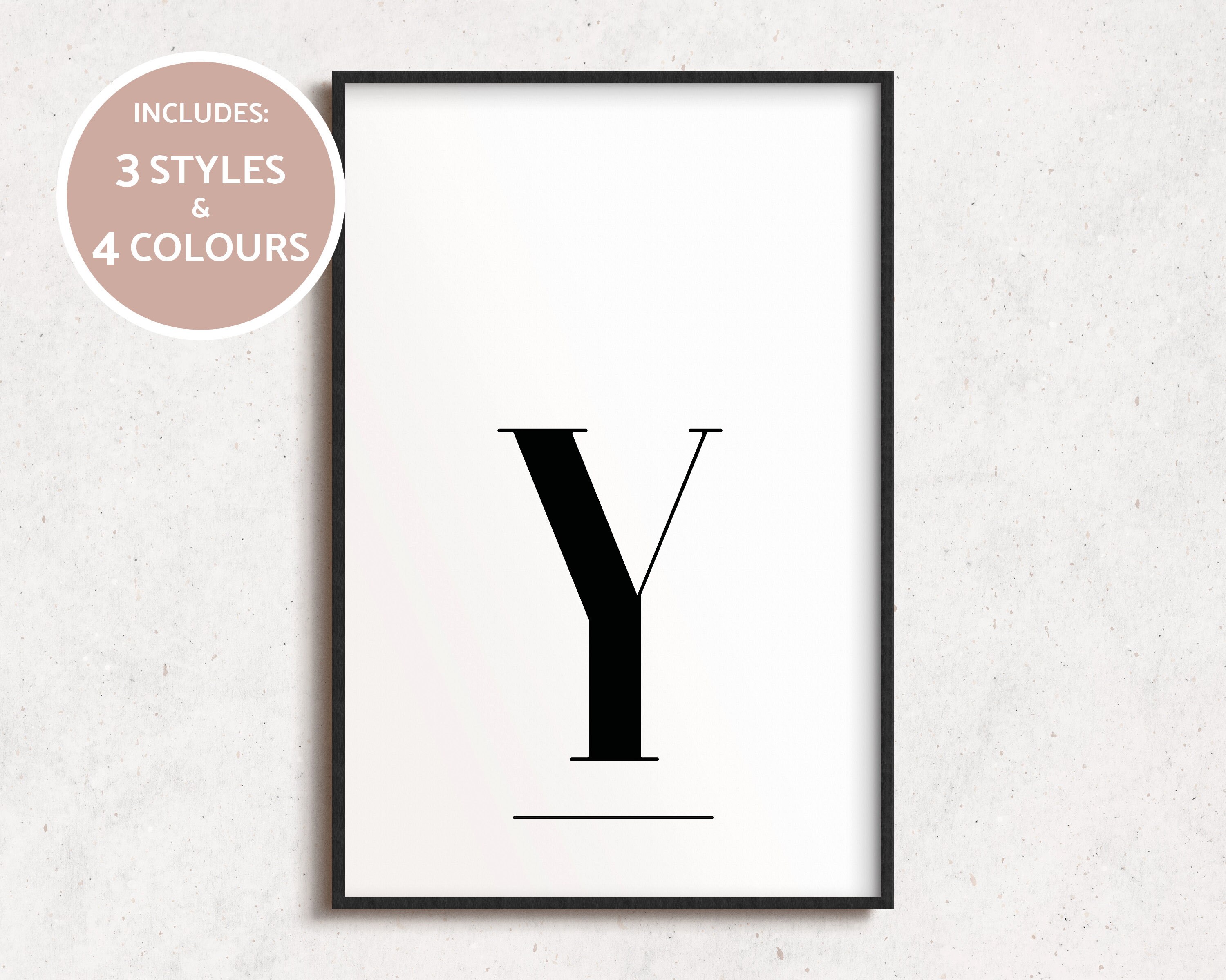 Prints Digital Prints Initial Print Y Printable Art Minimalist Drawing ...