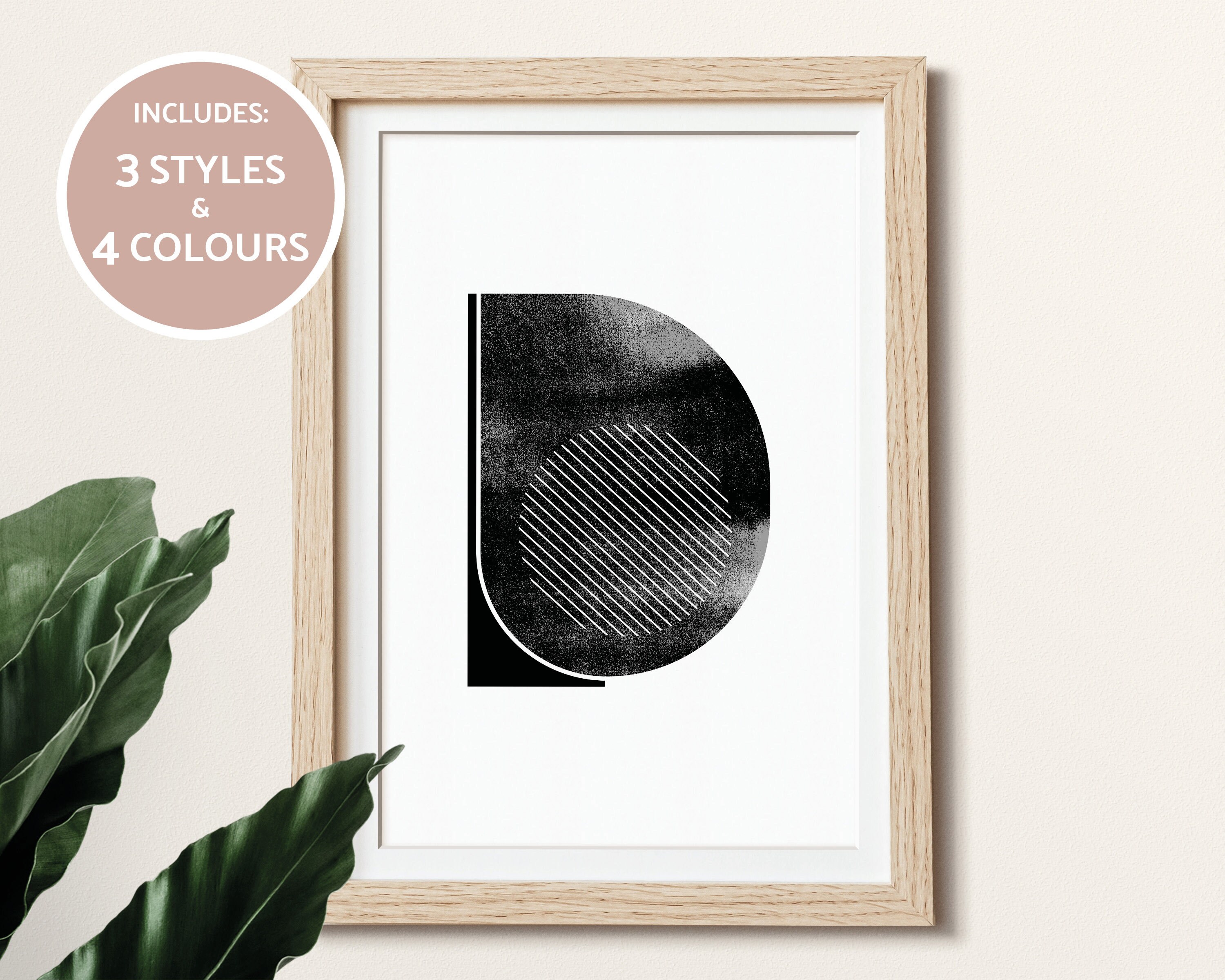 LETTER D Print in 3 Styles and 4 Colours Modern Wall Art - Etsy