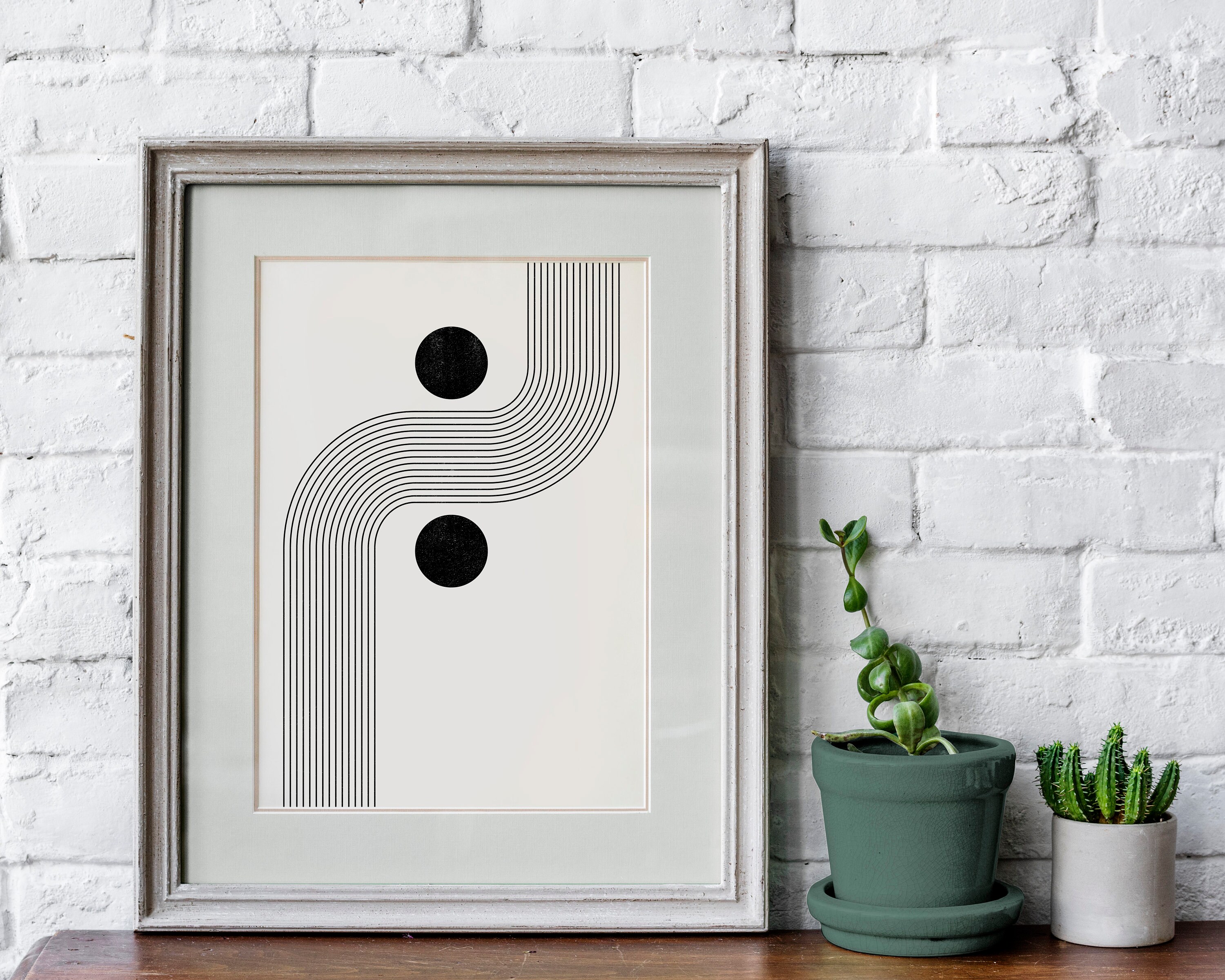 Monochrome Line Art Printable Geometric Mid Century Modern - Etsy