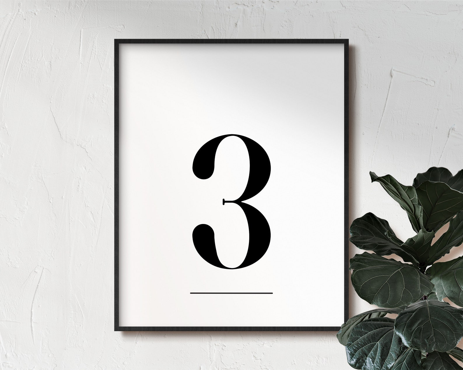 NUMBER THREE 3 Styles and 4 Colours Modern Wall Art Printable Minimal ...
