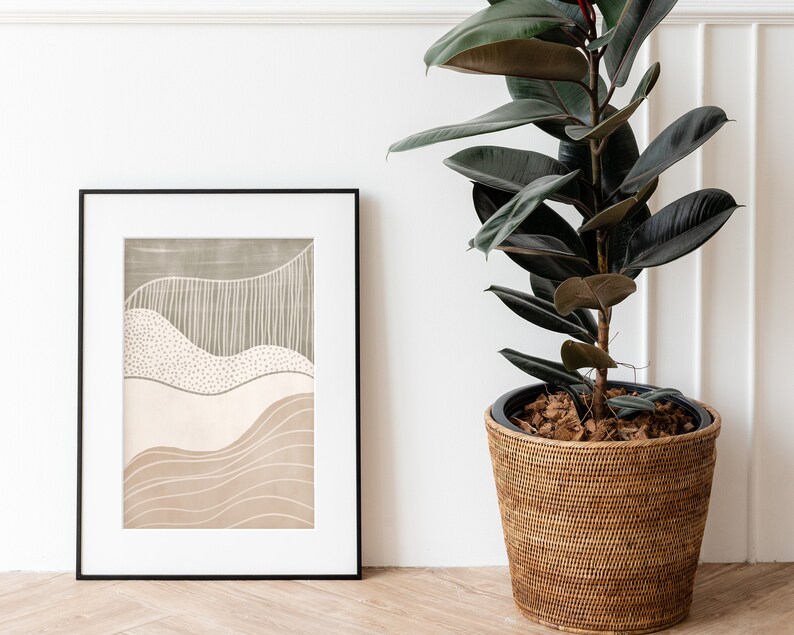 Neutral Abstract Landscape Printable Lines and Textures Dreamy - Etsy