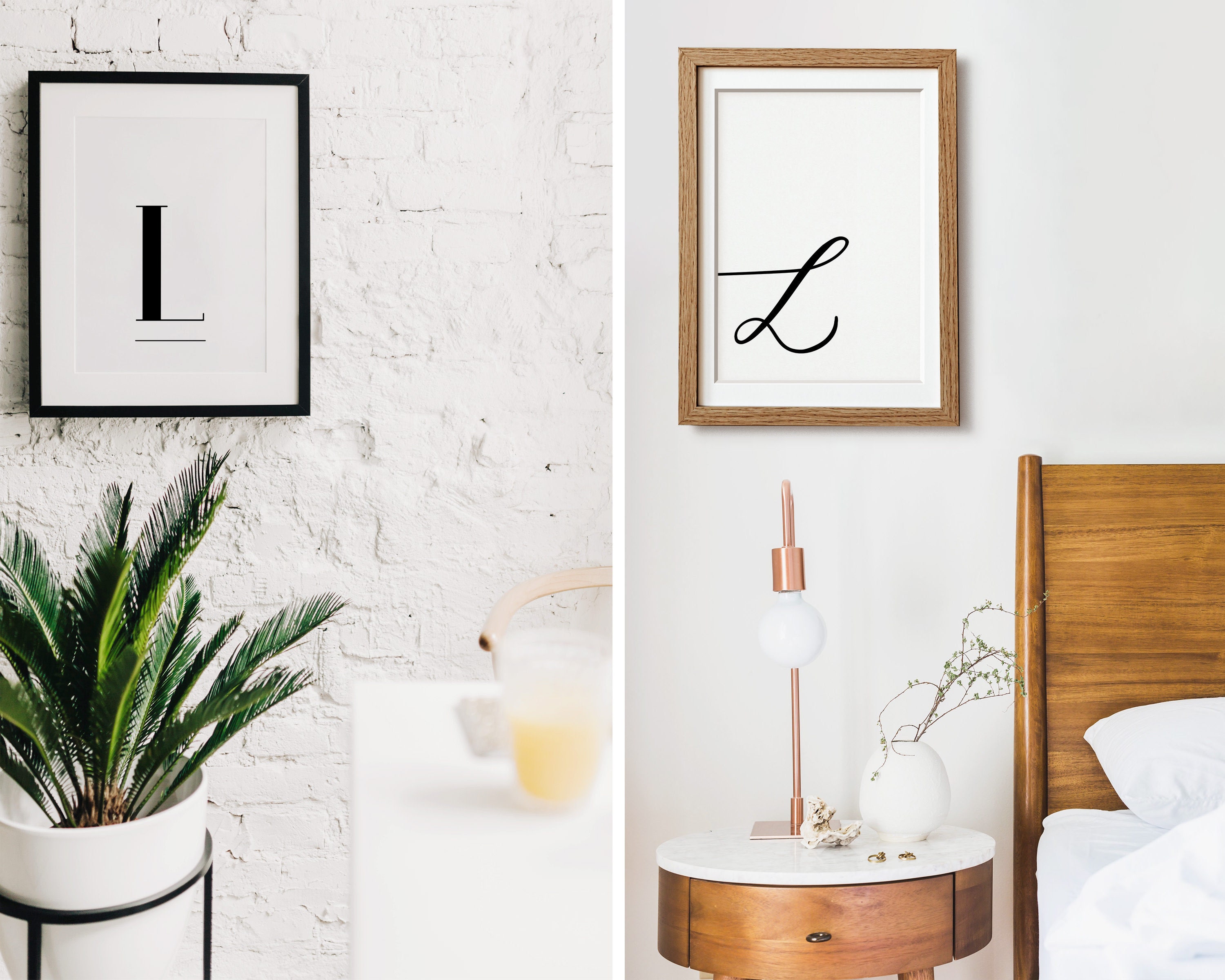 Letter L Print Multiple Styles and 4 Colours Minimal Pink Cursive ...