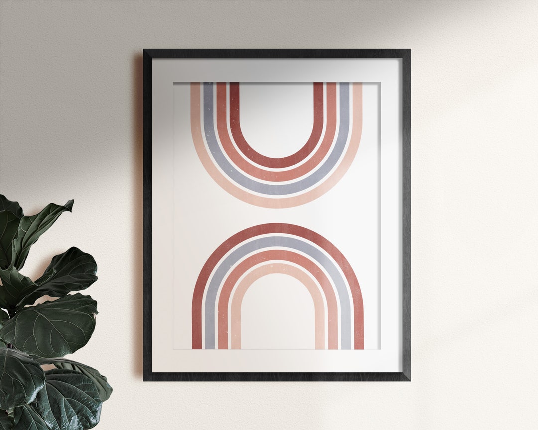Pink Rainbow Printable Mid Century Modern Print Geometric Wall Art ...