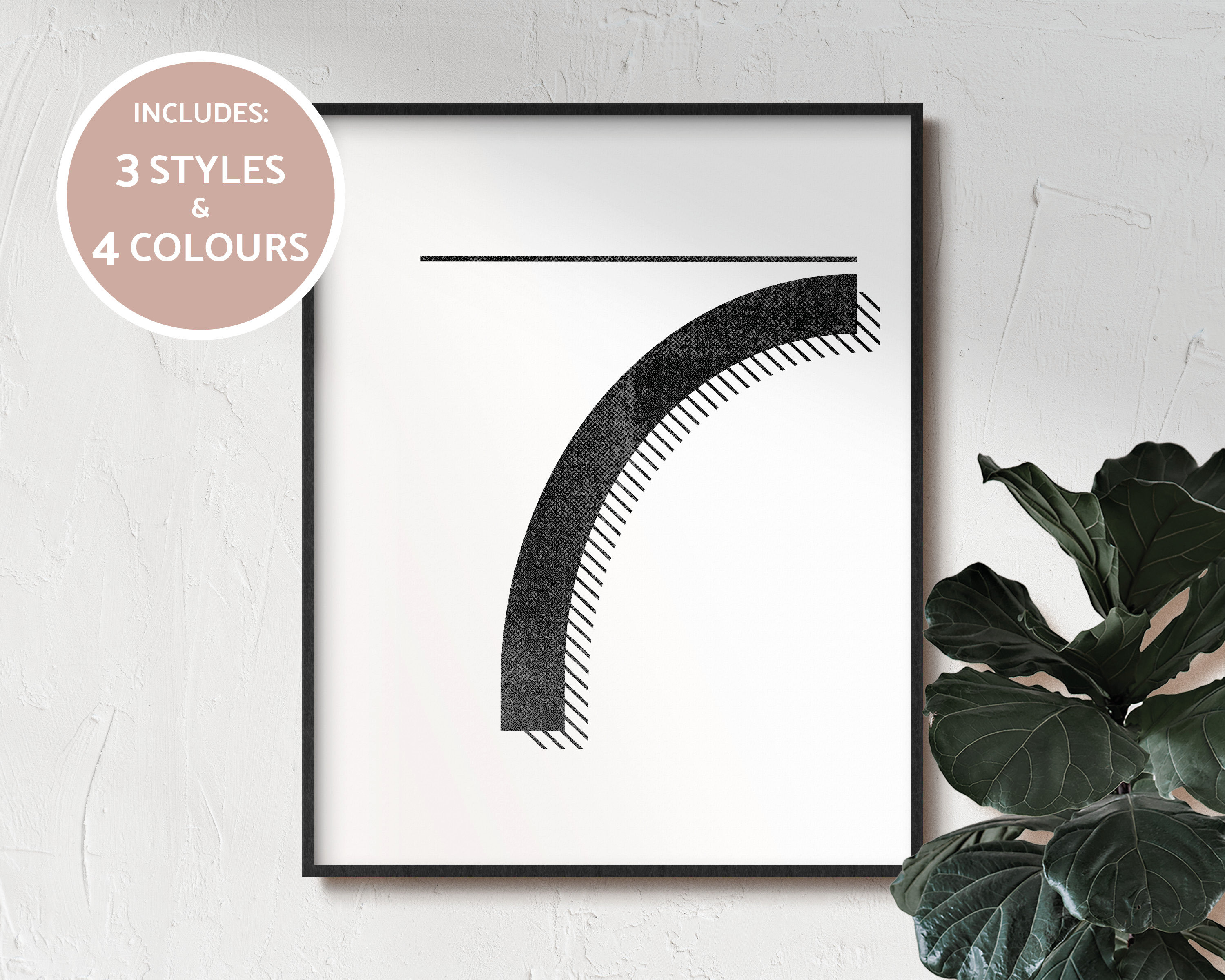 NUMBER SEVEN 3 Styles and 4 Colours Modern Wall Art Printable Minimal ...