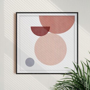 Pink Abstract Shapes Printable Mid Century Modern Print Geometric Wall ...