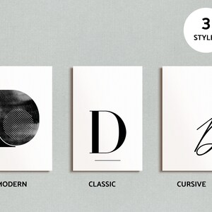 LETTER D Print in 3 Styles and 4 Colours Modern Wall Art Printable ...