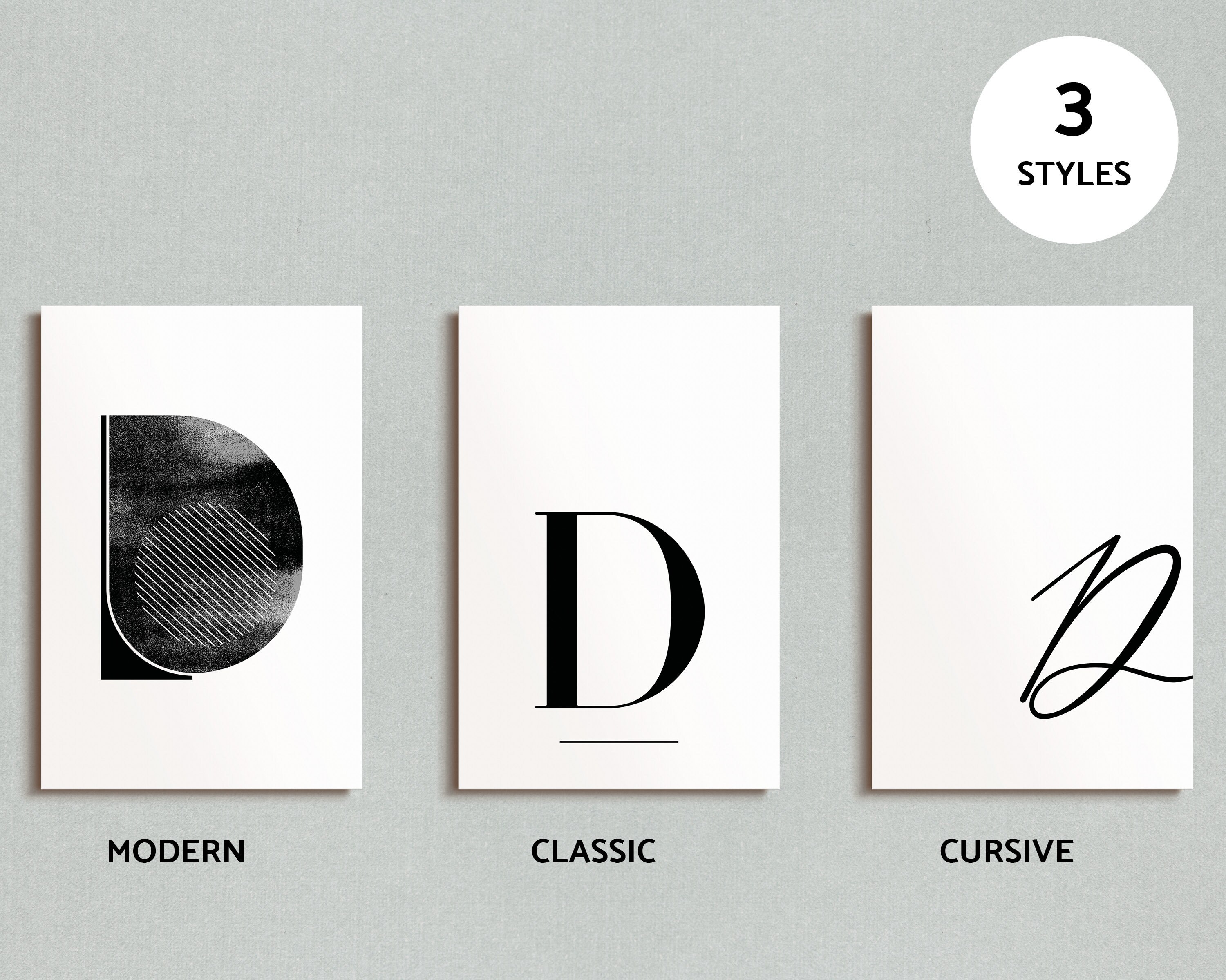 LETTER D Print in 3 Styles and 4 Colours Modern Wall Art - Etsy