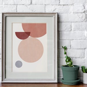 Pink Abstract Shapes Printable Mid Century Modern Print Geometric Wall ...