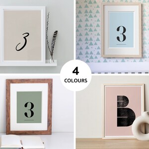 Number Three 3 Styles And 4 Colours Modern Wall Art Printable Minimal