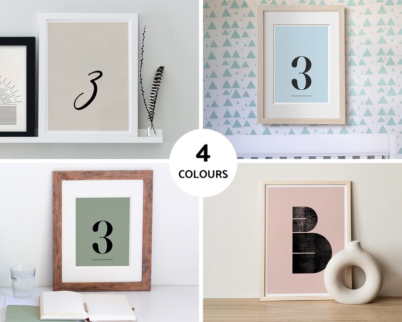 NUMBER THREE 3 Styles and 4 Colours Modern Wall Art Printable Minimal ...