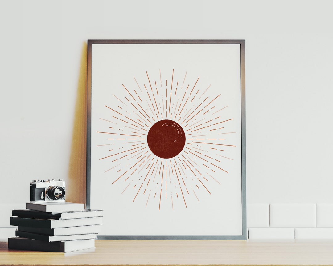 SUN Dark Red Printable Mid Century Modern Print Scandinavian Digital ...