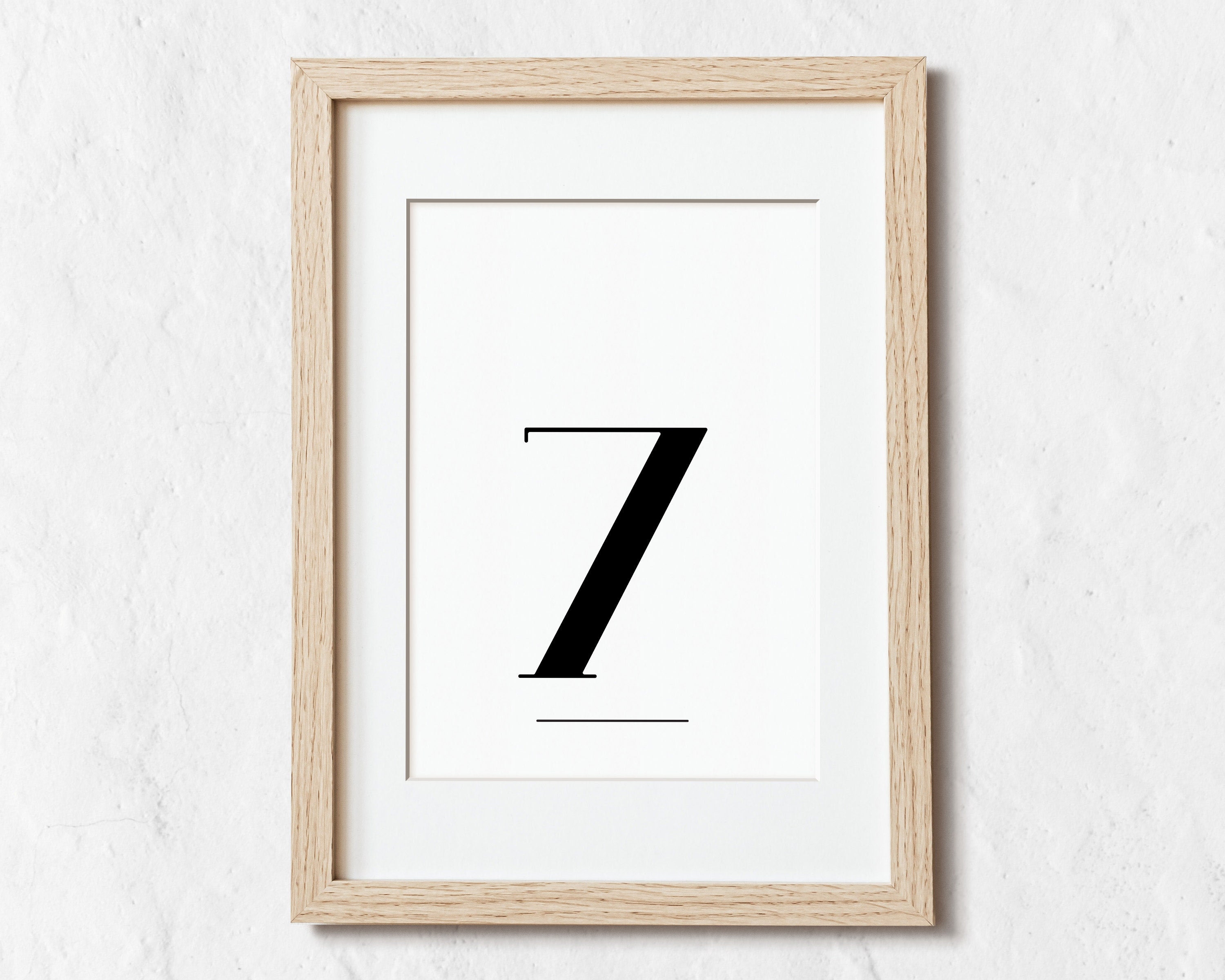 NUMBER SEVEN 3 Styles and 4 Colours Modern Wall Art Printable Minimal ...