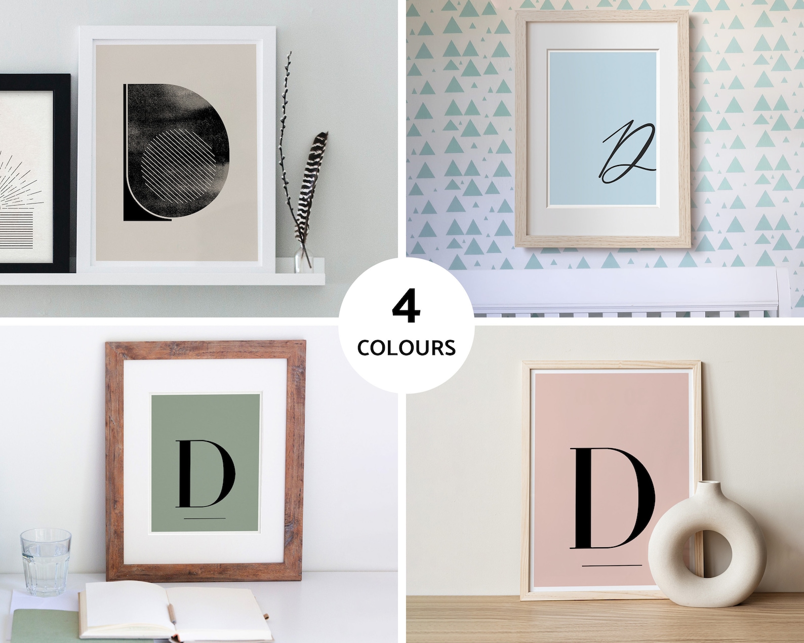 LETTER D Print in 3 Styles and 4 Colours Modern Wall Art - Etsy