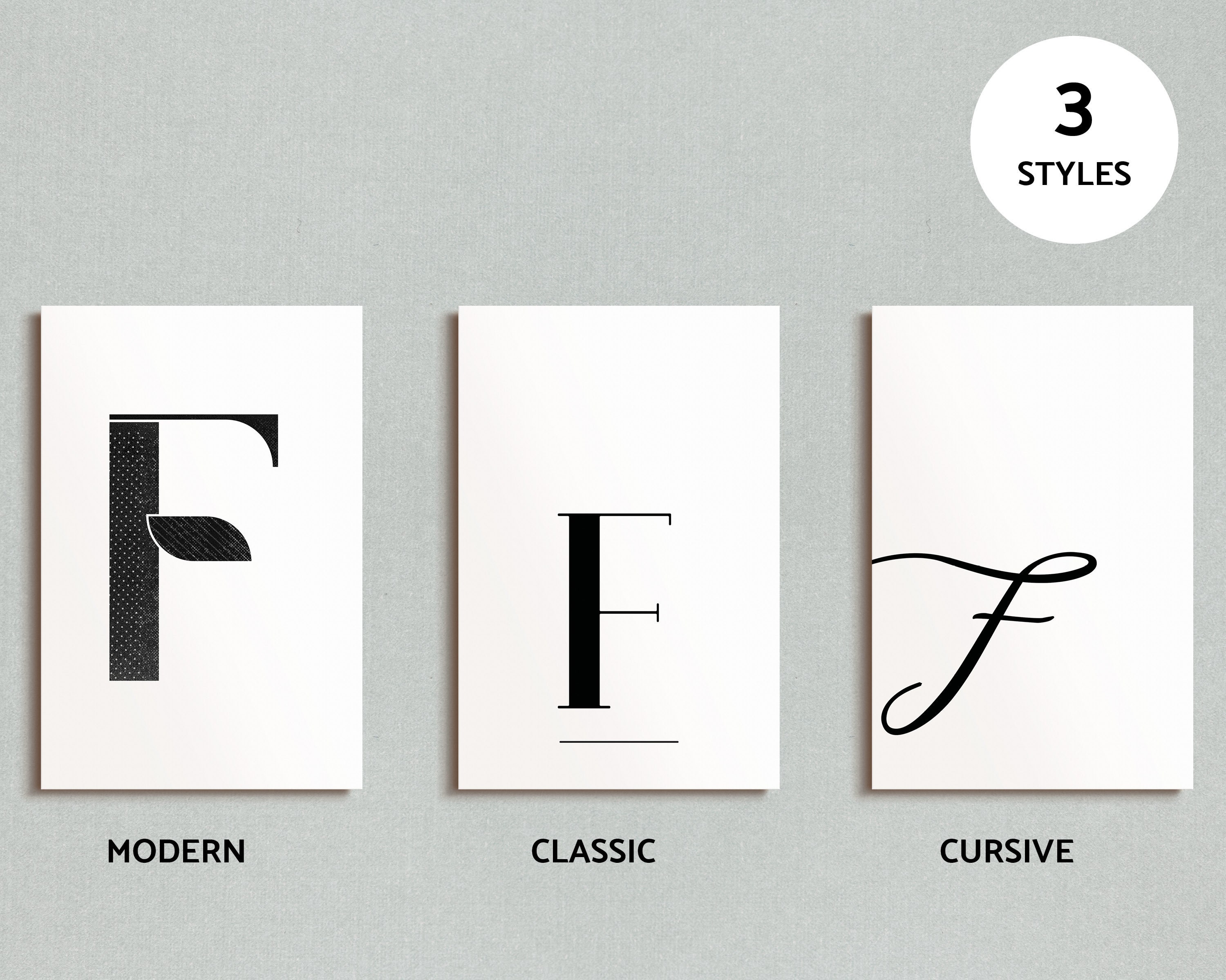 LETTER F Print in 3 Styles and 4 Colours MINIMAL Wall Art - Etsy UK