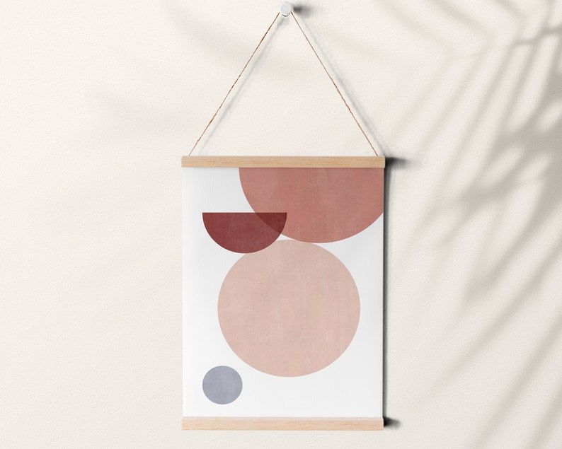 Pink Abstract Shapes Printable Mid Century Modern Print Geometric Wall ...