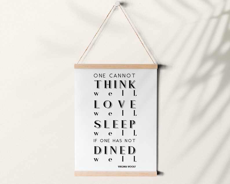 Dine Well Virginia Woolf Printable Art Print Kitchen Wall Art Digital ...