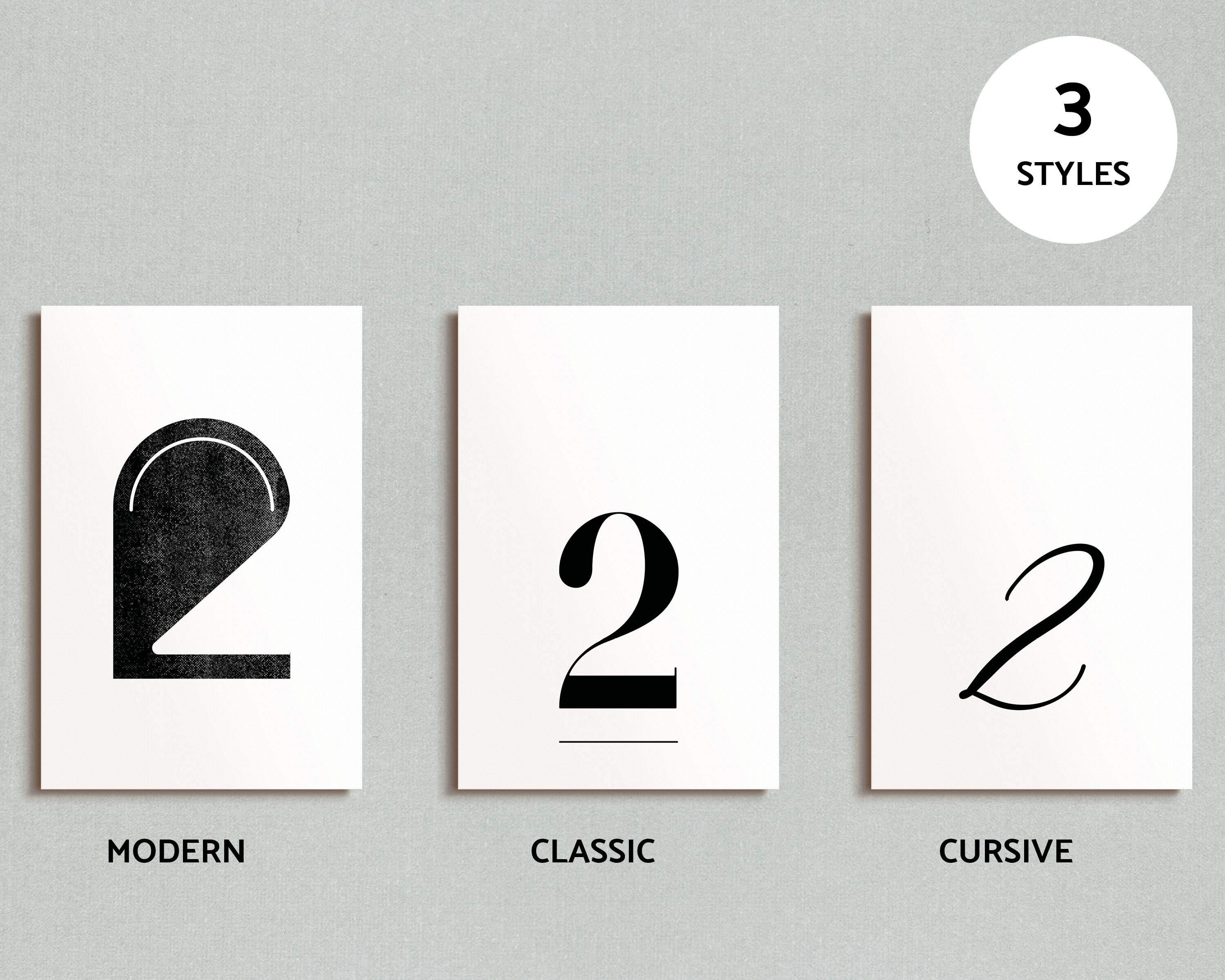 NUMBER TWO Print in Multiple Styles and Colours Modern Wall - Etsy