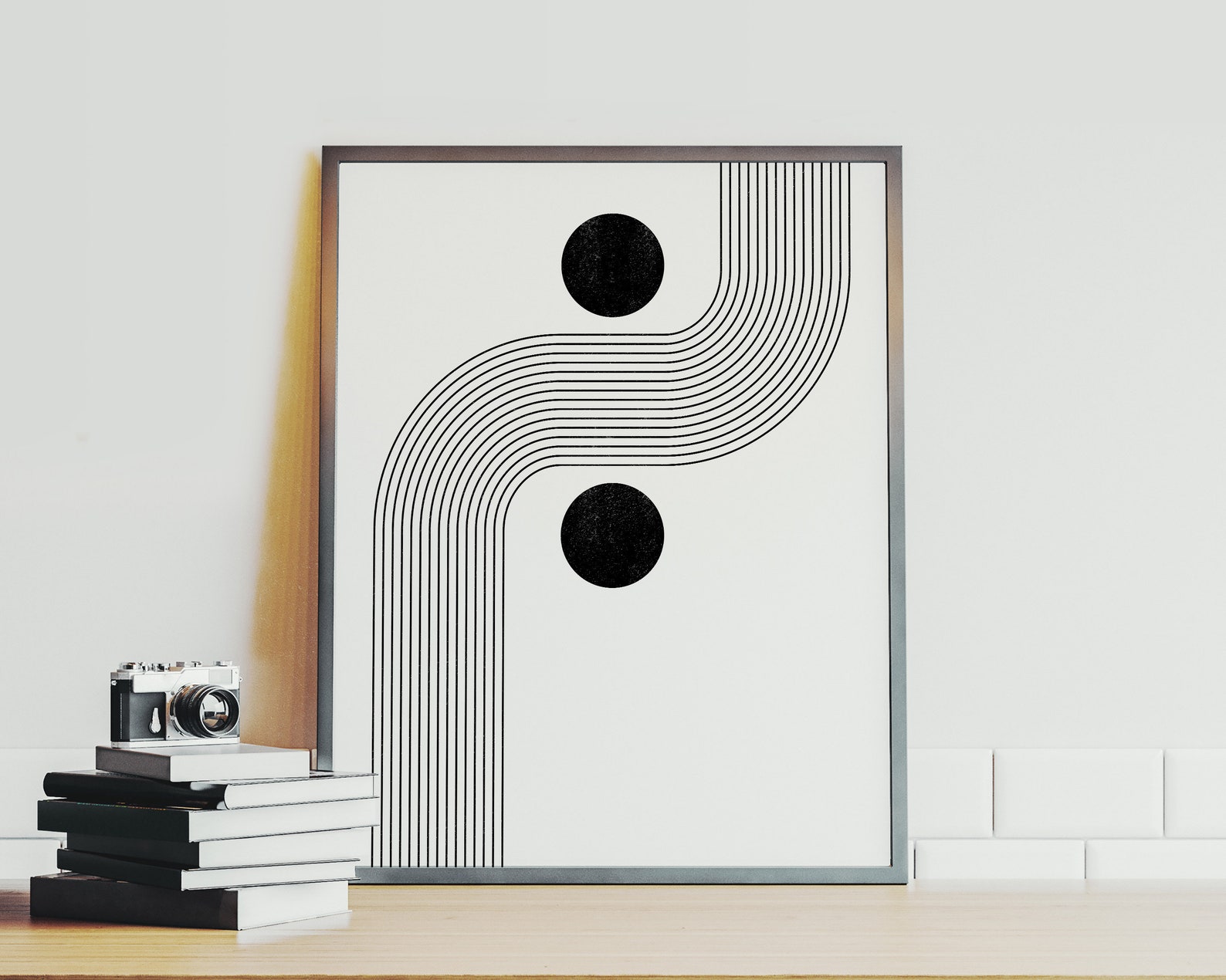 Monochrome Line Art Printable Geometric Mid Century Modern | Etsy