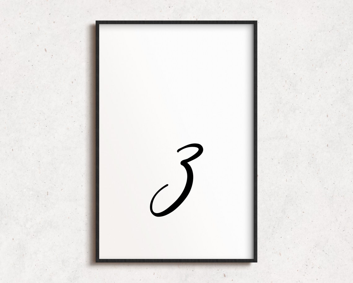 NUMBER THREE 3 Styles and 4 Colours Modern Wall Art Printable Minimal ...