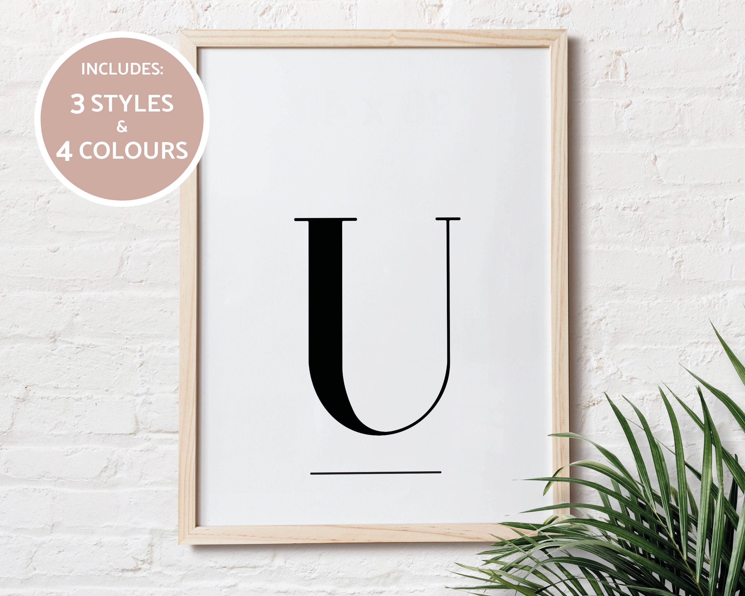 LETTER U Print in many Styles and Colours Modern minimal | Etsy