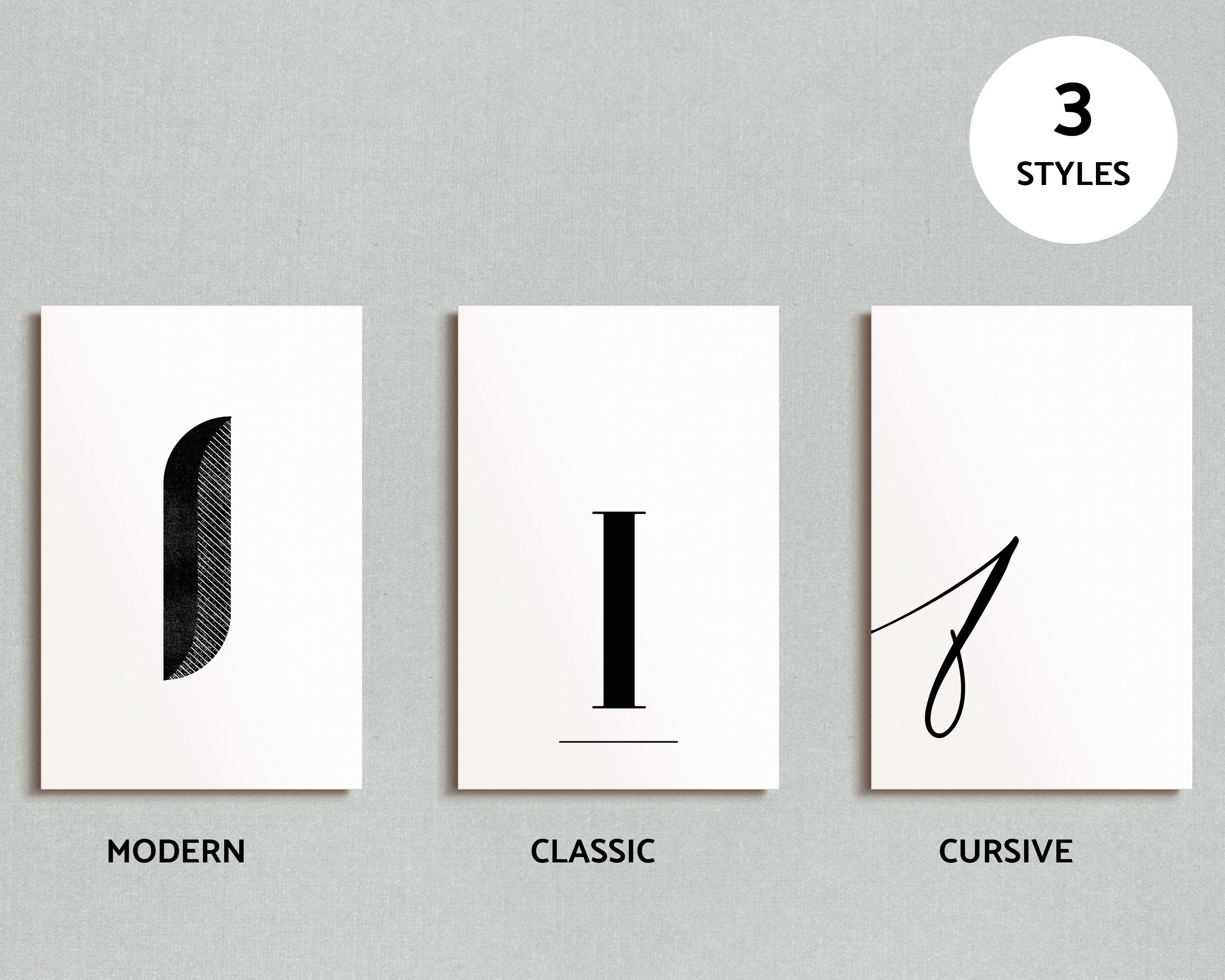 Letter I Print in 3 Styles and 4 Colours Modern Print - Etsy