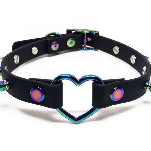 AORTA SINISTER Heart Collar in Black & White Vegan Leather - Etsy