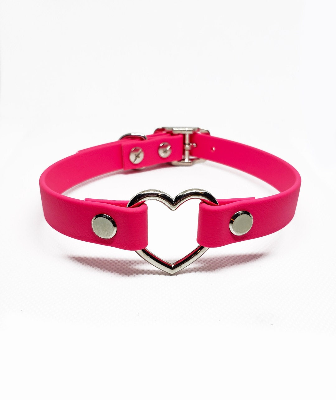 AORTA Heart Collar in Magenta Vegan Leather - Etsy