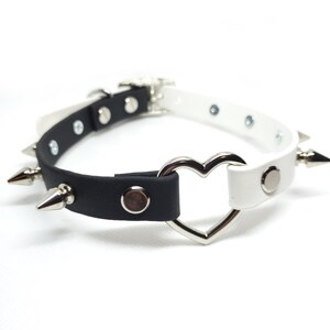 AORTA SINISTER Heart Collar in Black & White Vegan Leather, Half and ...