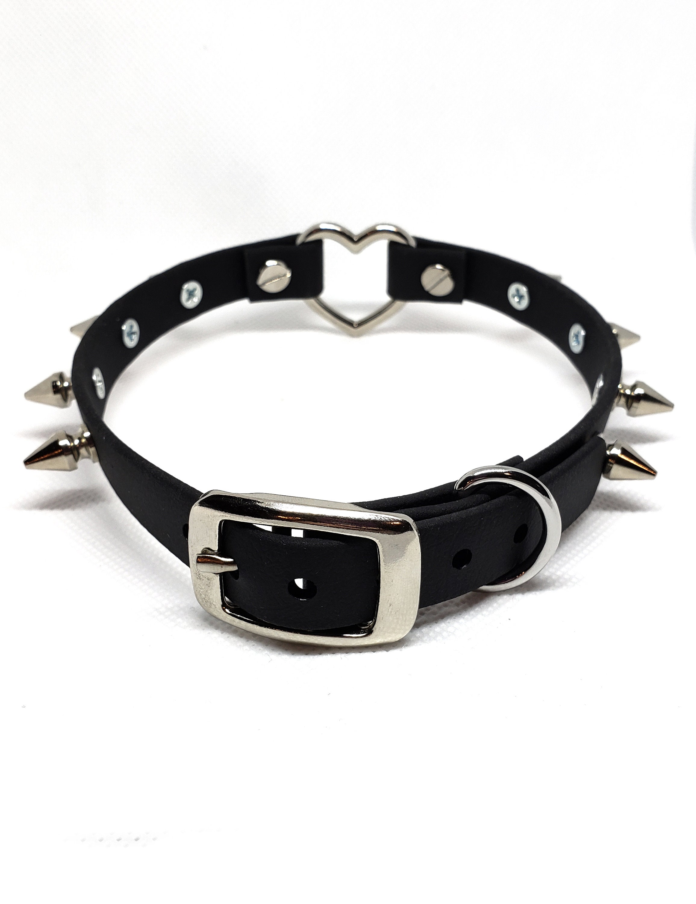 AORTA SINISTER Heart Collar in Black Vegan Leather - Etsy