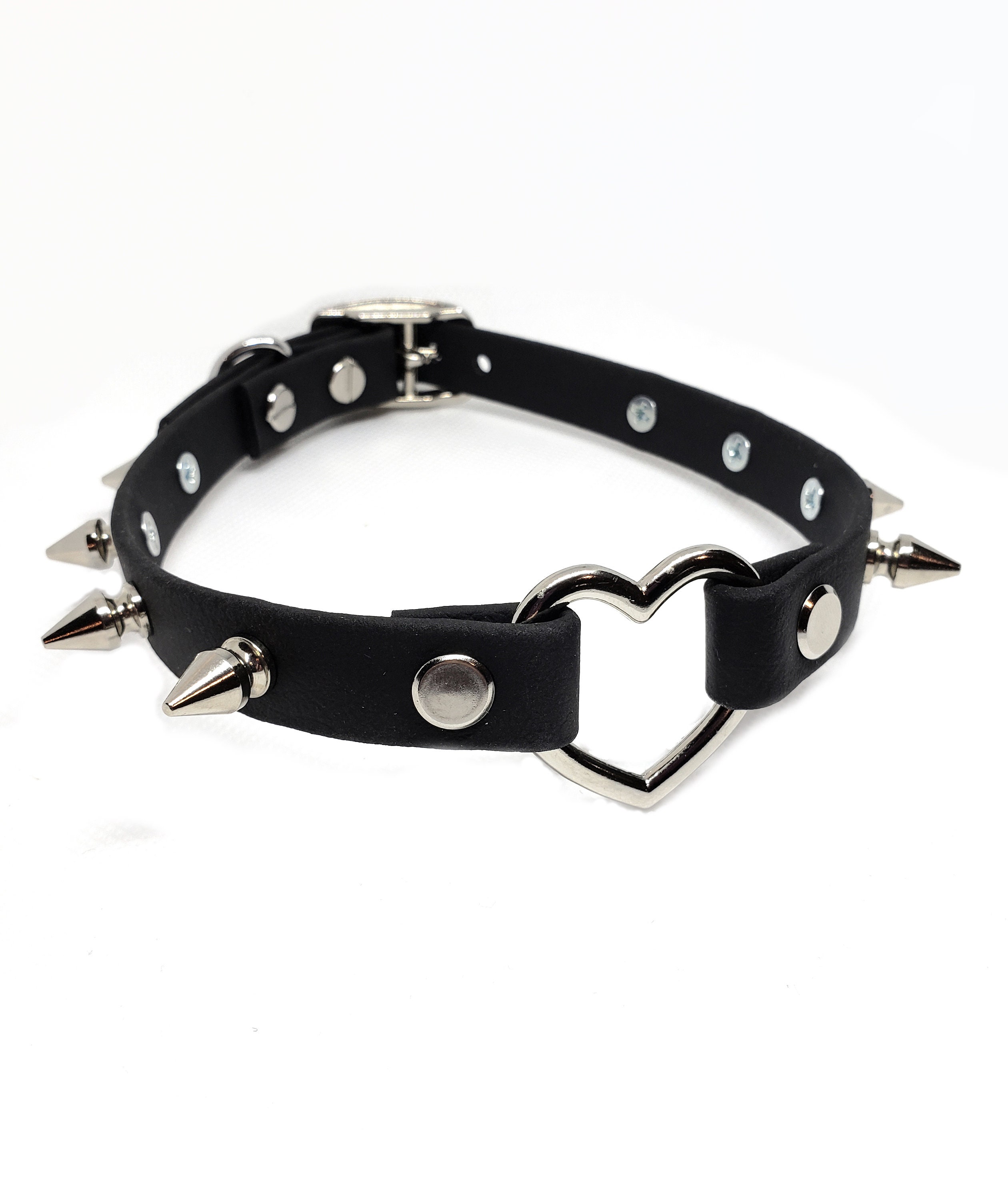 AORTA SINISTER Heart Collar in Black Vegan Leather - Etsy