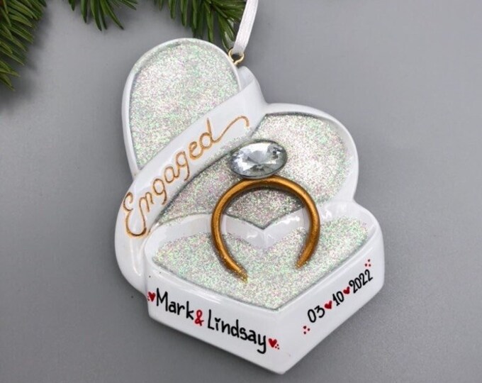 Personalized Engaged Christmas Ornament, Personalized Engagement ...