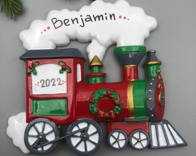 Choo Choo Train Personalized Christmas Ornament, Train Ornament, Kids Train Personalized ...