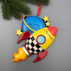 Personalized Space Rocket Ornament, Rocket Ship Ornament, Planet ...