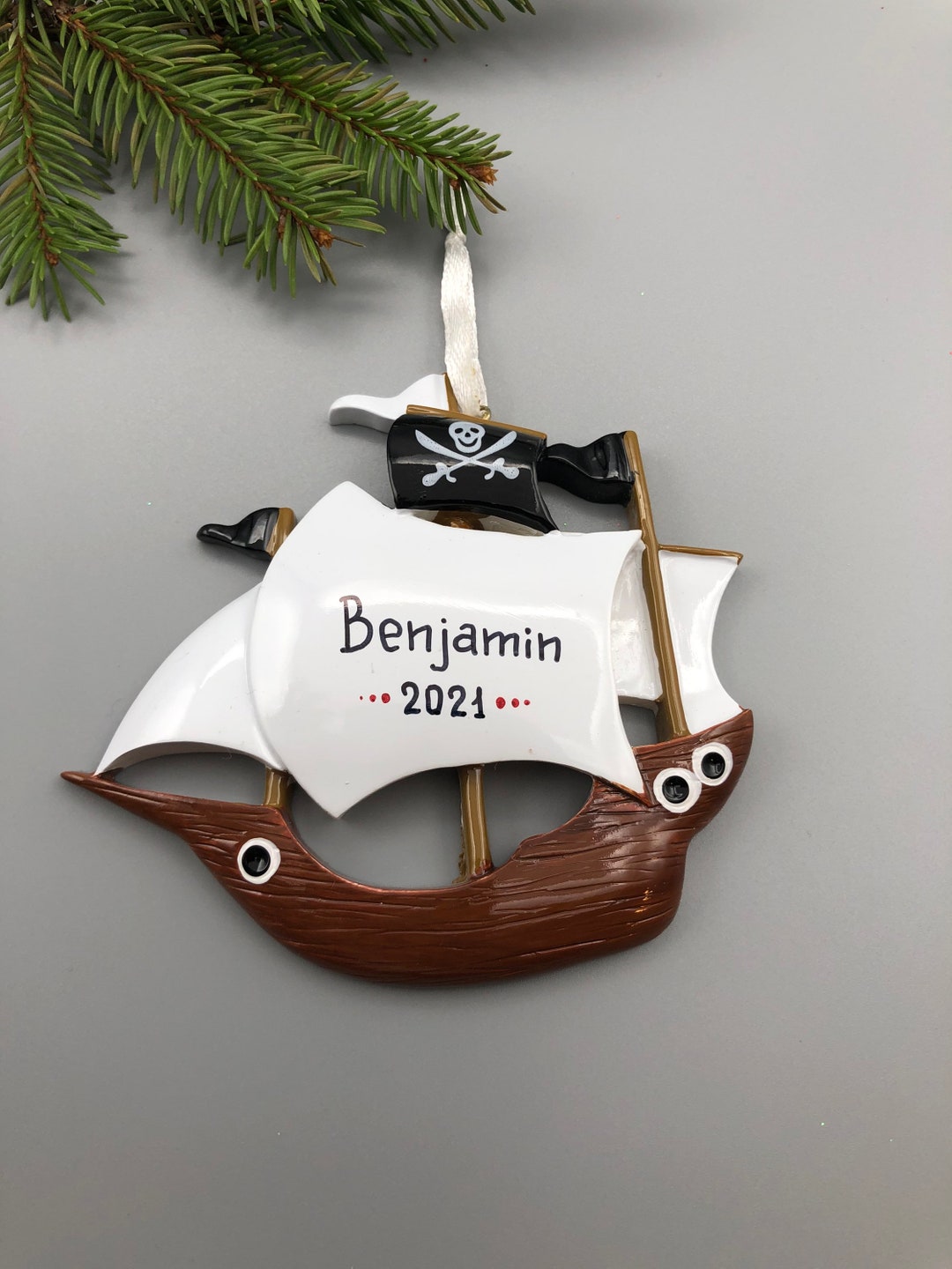 Personalized Pirate Ship Christmas Ornament, Personalized Pirate ...