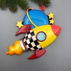 Personalized Space Rocket Ornament, Rocket Ship Ornament, Planet ...