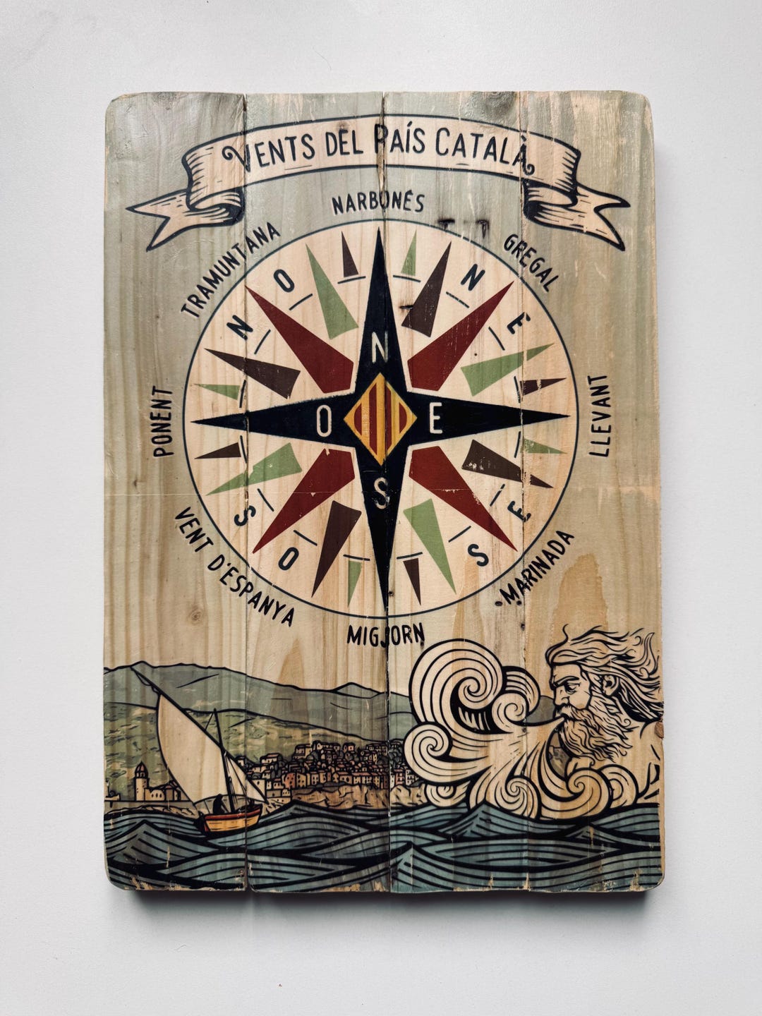 Vents Del País Català - Wind Rose of the Catalan Country on Recycled ...