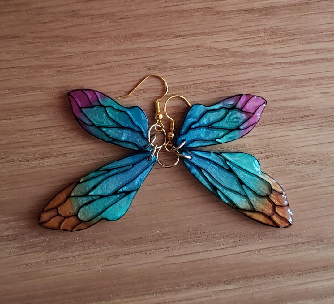 FFXIV Inspired Fae King Titania Wing Resin Sterling Silver Earrings ...