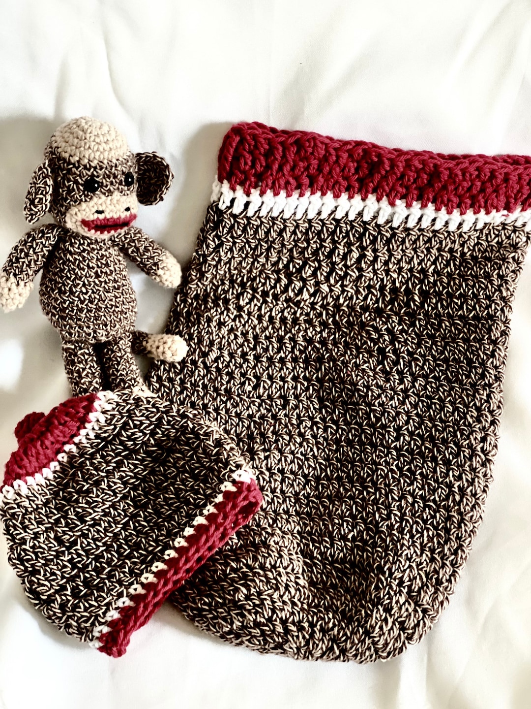 Sock Monkey Baby Cocoon and Hat - Etsy