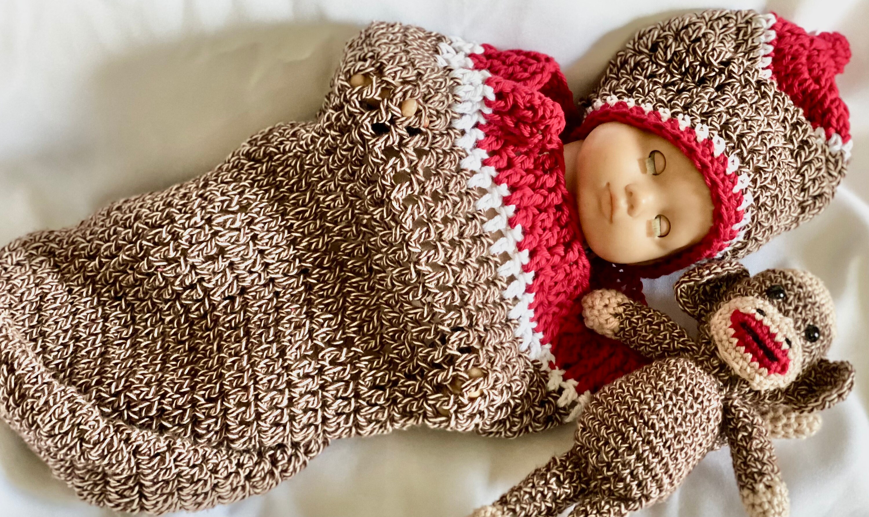 Sock Monkey Baby Cocoon and Hat - Etsy