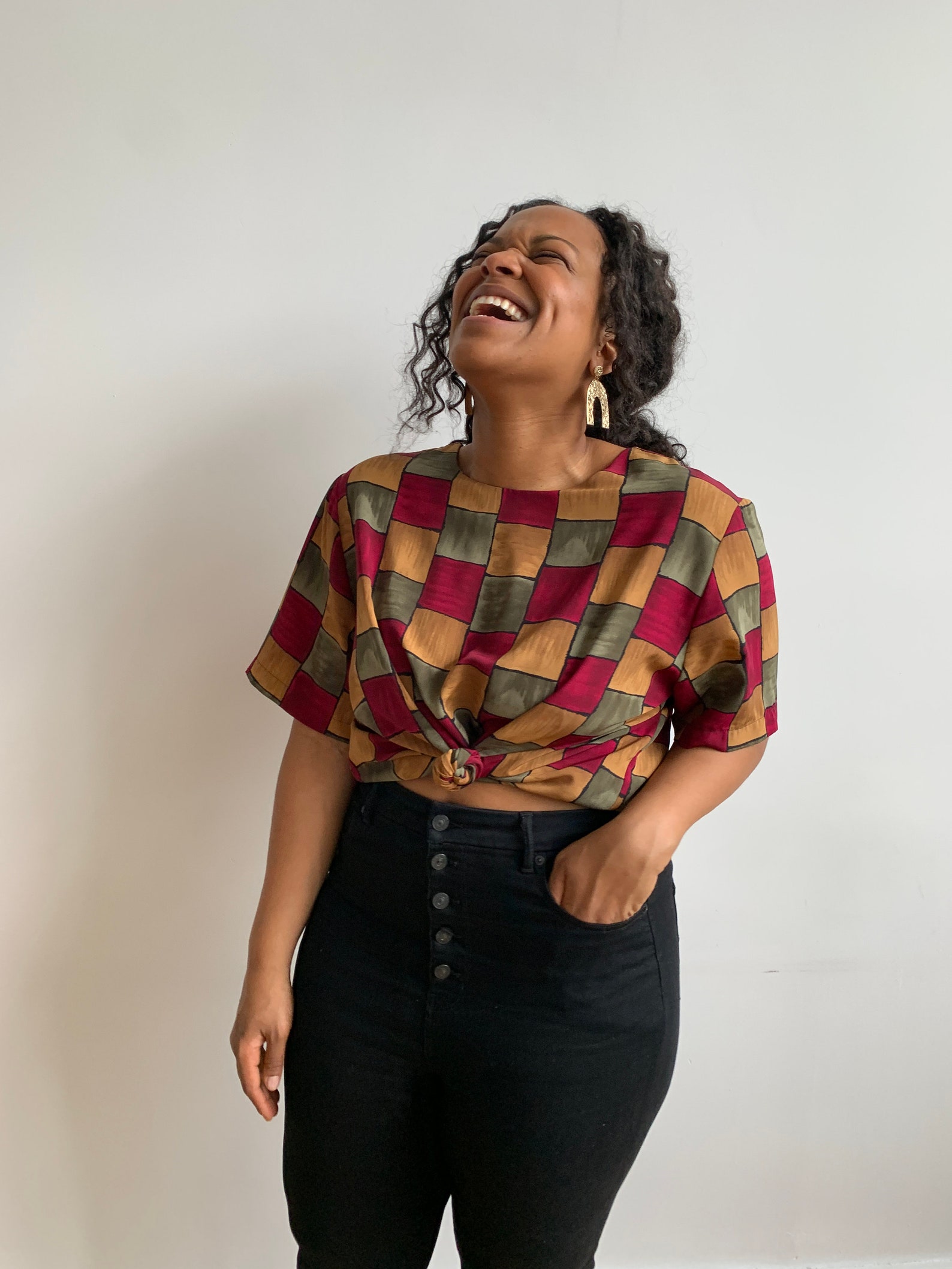 Square Pattern Boxy Top - Etsy