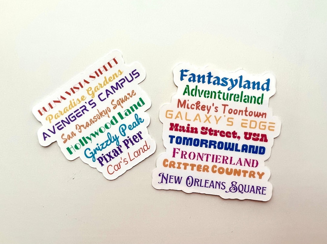 Disneyland Resort Lands List Sticker Pack, Disneyland Stickers ...