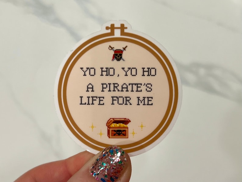 Yo Ho Yo Ho a Pirate Life for Me Cross Stitch Sticker, Pirates of the ...