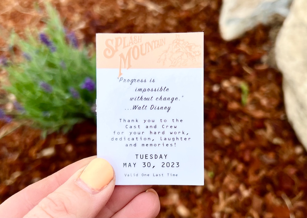 Splash Mountain Cast Member Fast Pass Sticker, Disneyland Ride Signs ...