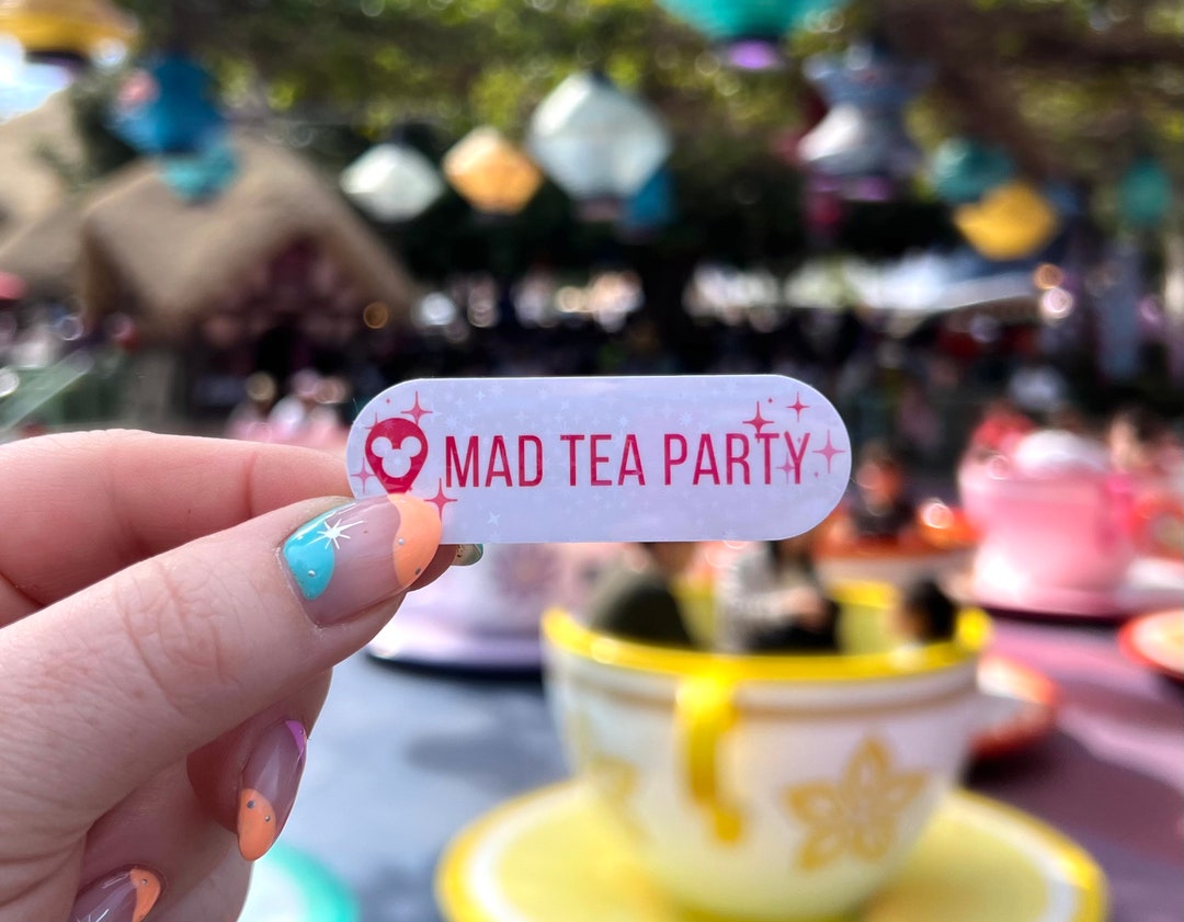 Mad Tea Party Destination Drop Pin Shimmering Sticker, Disneyland Tea ...