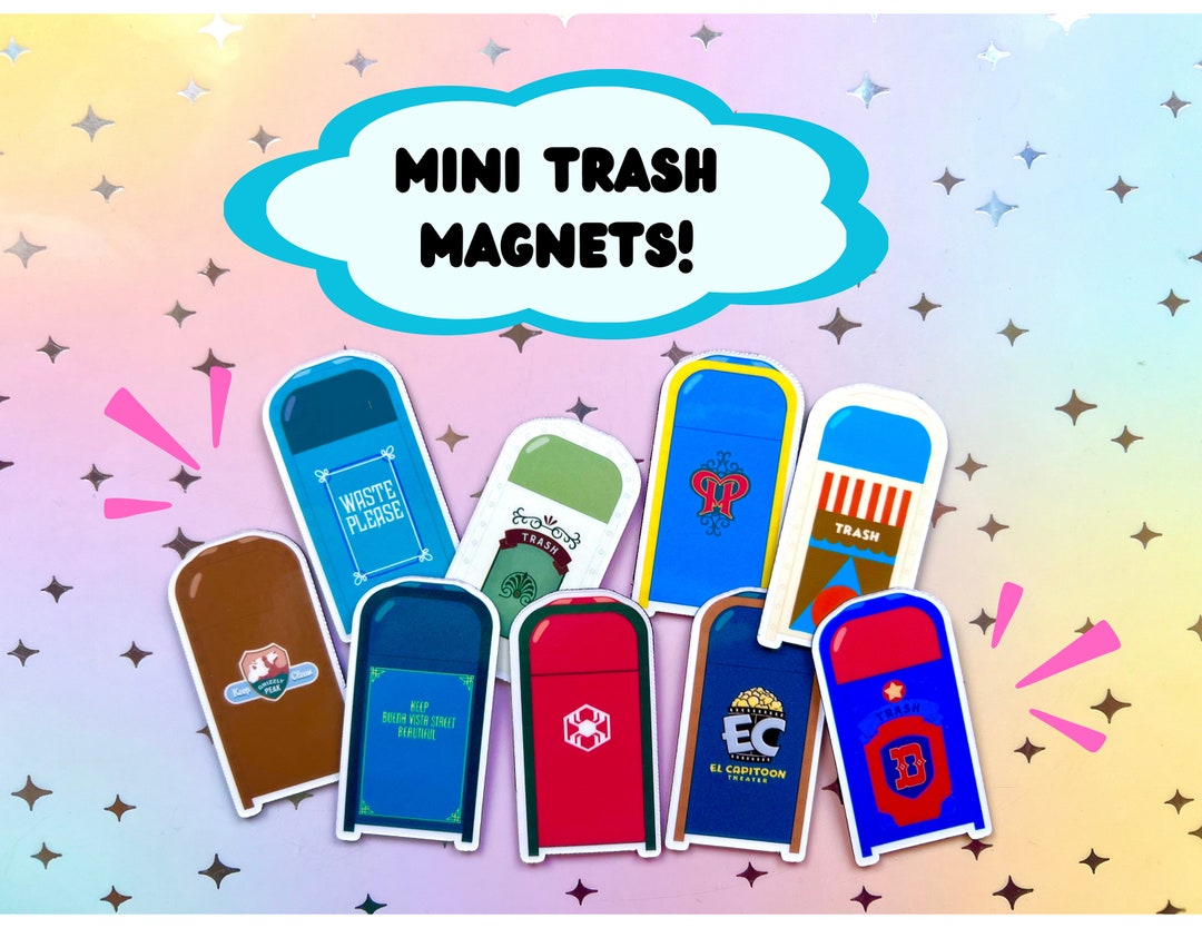 Mini Disneyland Trash Can Magnet Pack, Disneyland Magnets, Disneyland ...